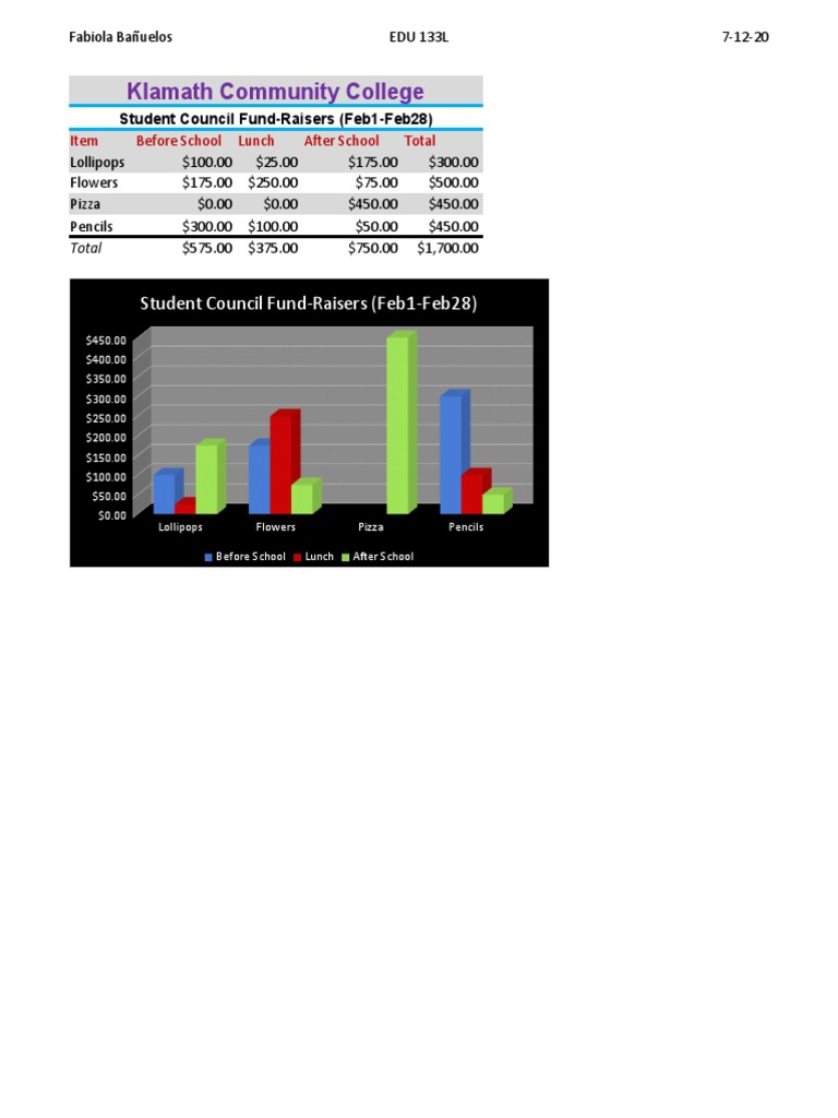 Student Council Fund Raiser Spreadsheet | PDF