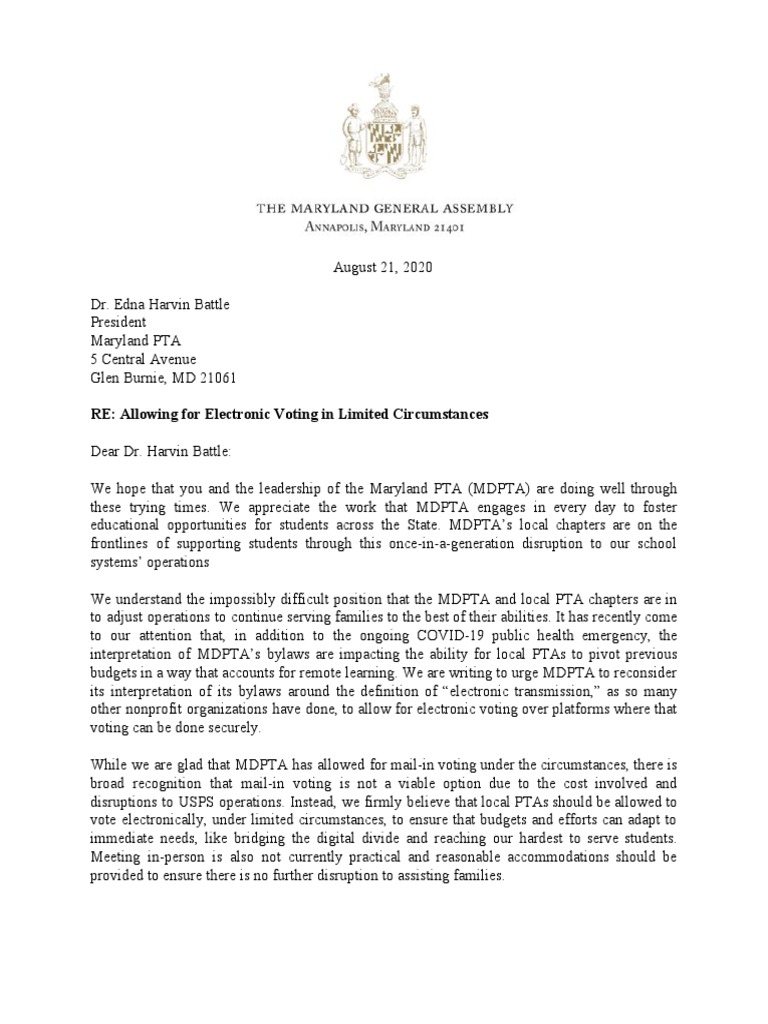 Electronic Voting for Maryland PTA | PDF | Public Sphere | Government