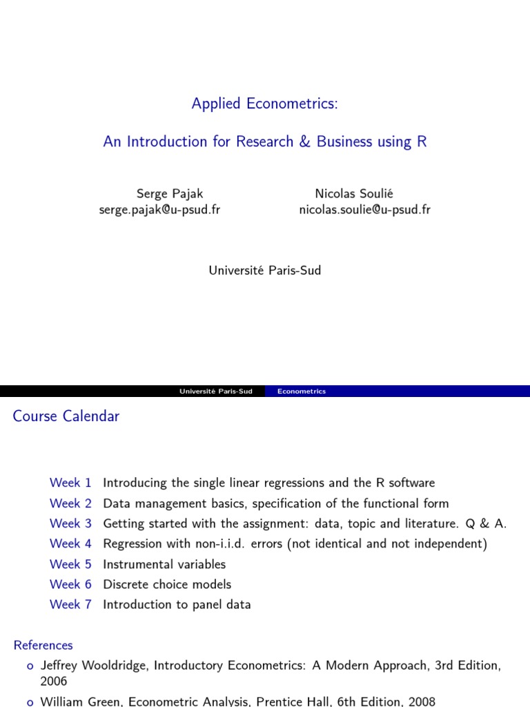 Econometrics 1 - Introduction - To - Econometrics - Using - R | PDF ...
