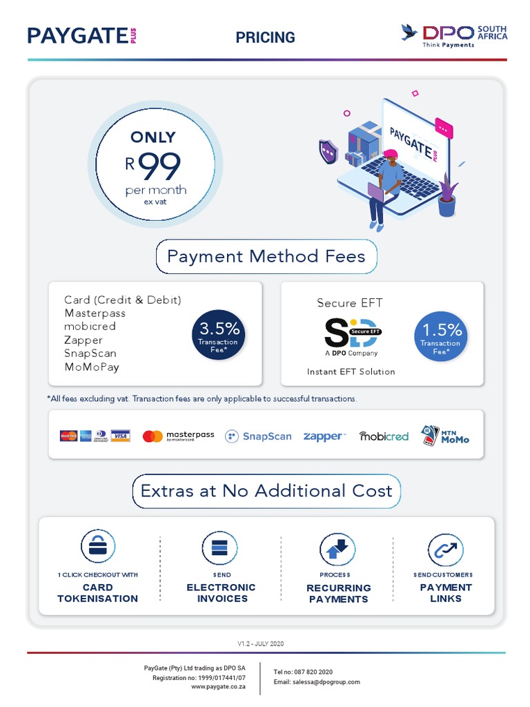 PayGate Plus Pricing Brochure July 2020 | PDF