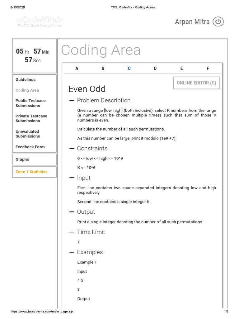 TCS - CodeVita - Coding Arena Page3 PDF | PDF | Numbers | Theoretical Computer Science