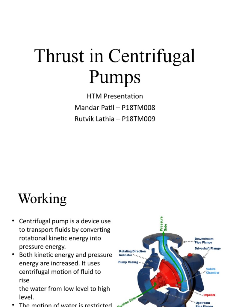 Thrust in Centrifugal Pumps: HTM Presentation Mandar Patil - P18TM008 ...