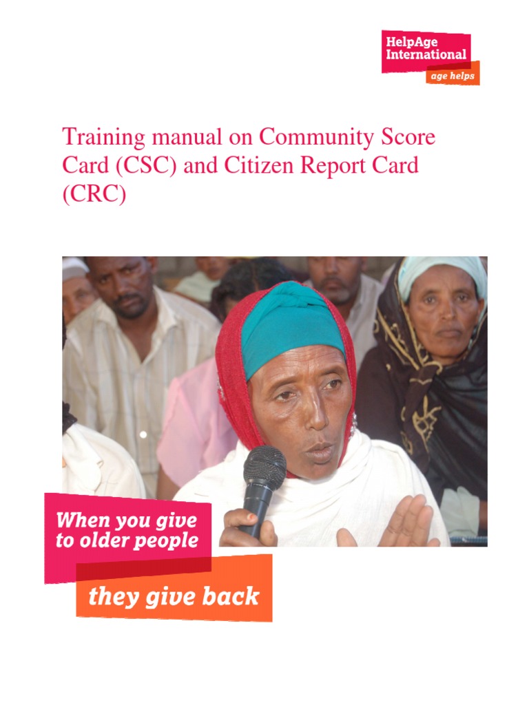Training Manual On Community Score Card (CSC) and Citizen Report Card ...