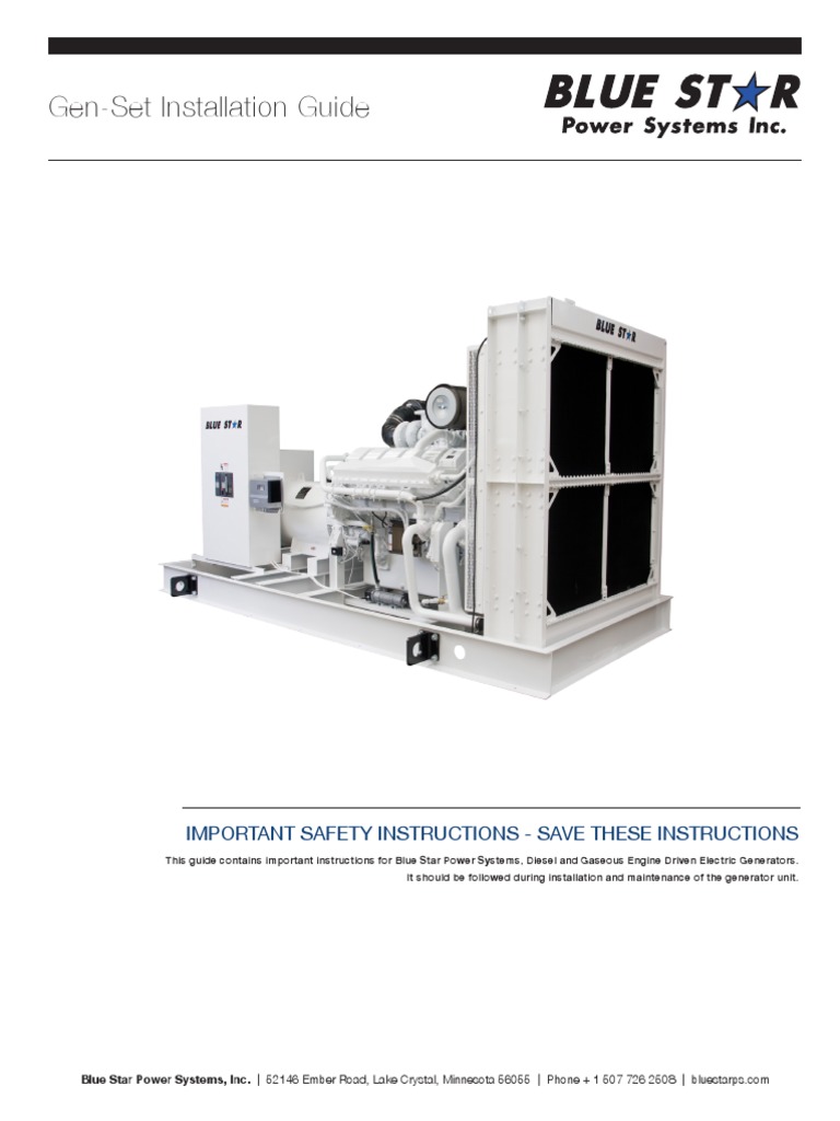 Blue Star Generator Installation Guide | PDF | Duct (Flow) | Radiator