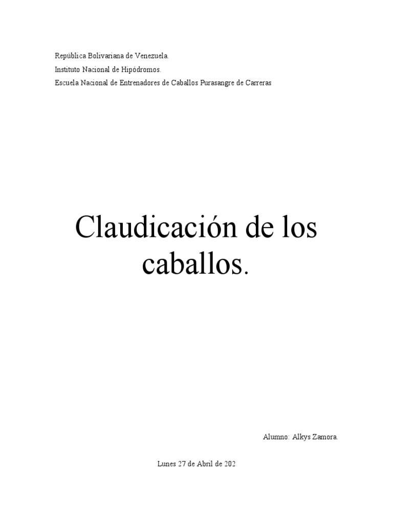 Claudicación de los caballos: Definición, sintomas, diagnóstico y ...