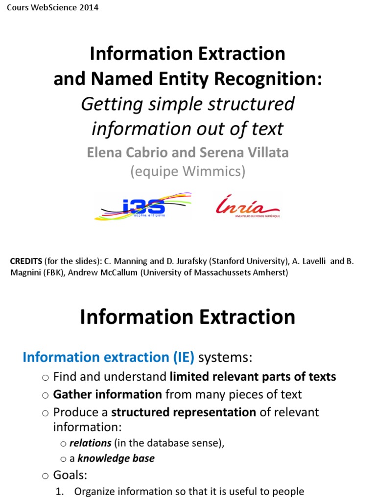Information Extraction and Named Entity Recognition | PDF | Information ...