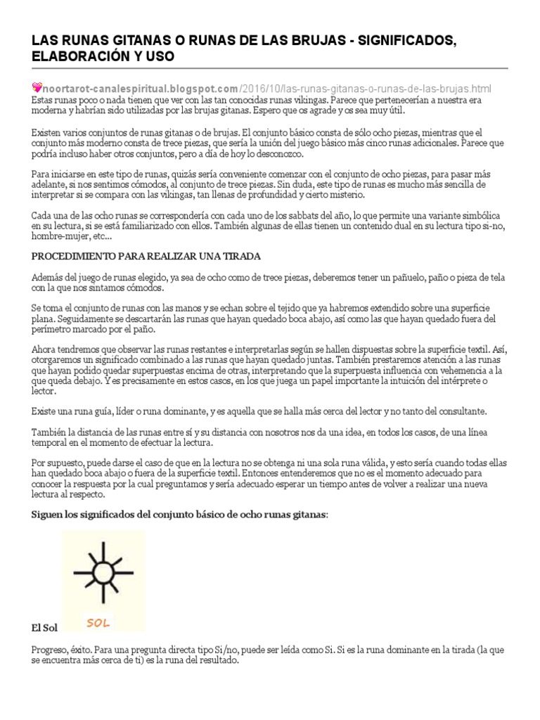 Las Runas Gitanas o Runas de Las Brujas | PDF | Runas