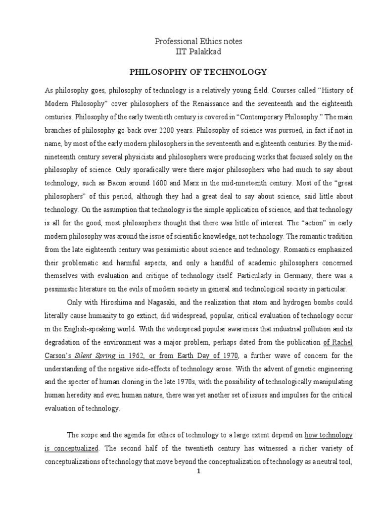 1 of 3. PHILOSOPHY OF TECHNOLOGY | PDF | Modern Philosophy | Science
