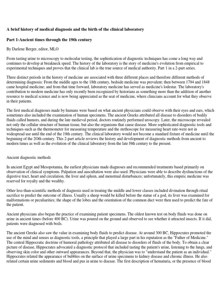 A Brief History of Medical Diagnosis and The Birth of The Clinical ...