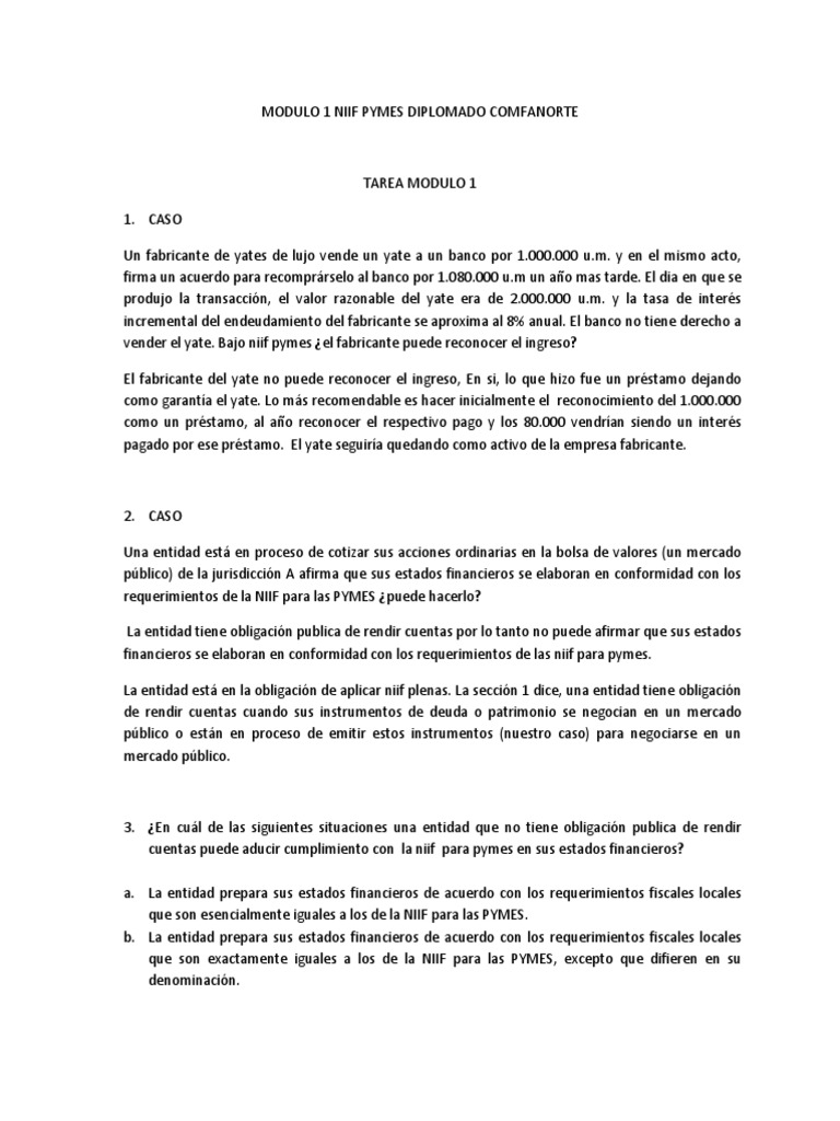 5.tarea Modulo 1 PDF | PDF | normas internacionales de INFORMACION FINANCIERA | Pequeñas y ...