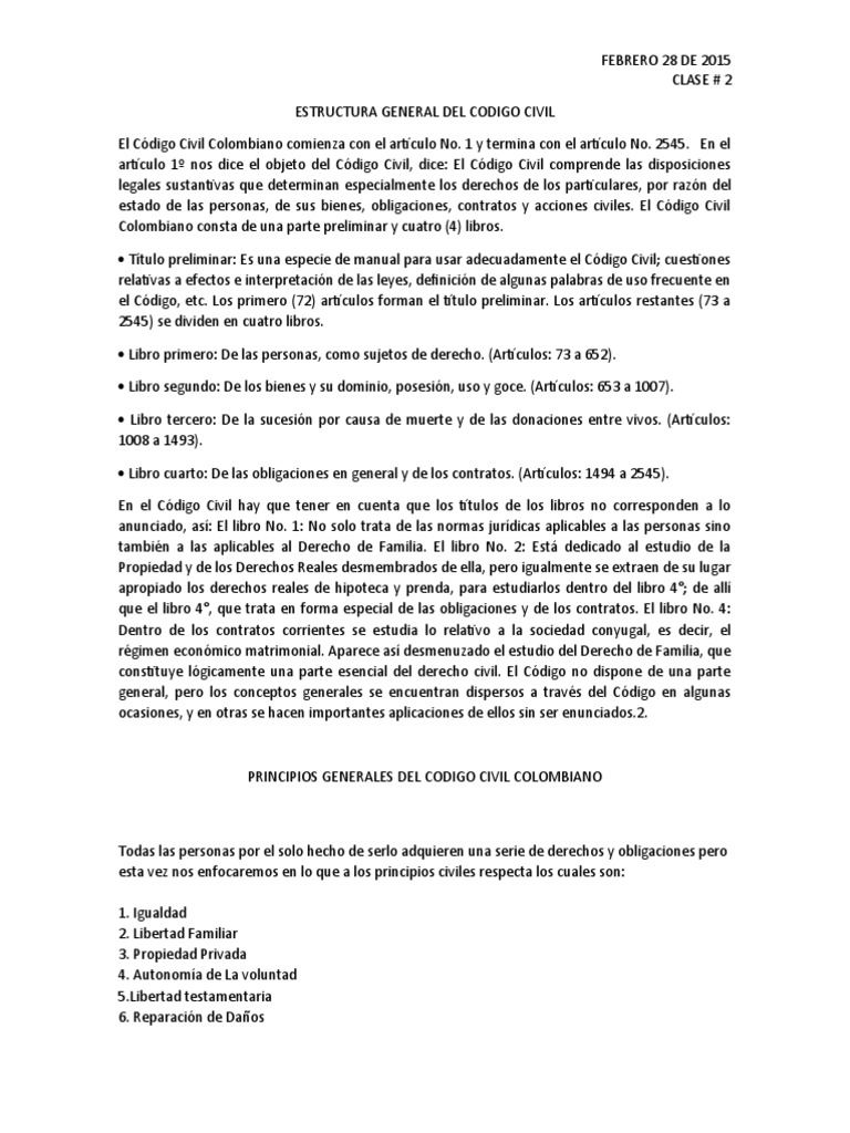 Estructura Del Codigo Civil Principios Generales Del Codigo Civil ...