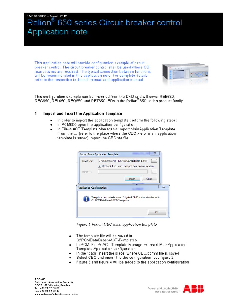 Application Note: Relion 650 Series Circuit Breaker Control | PDF ...