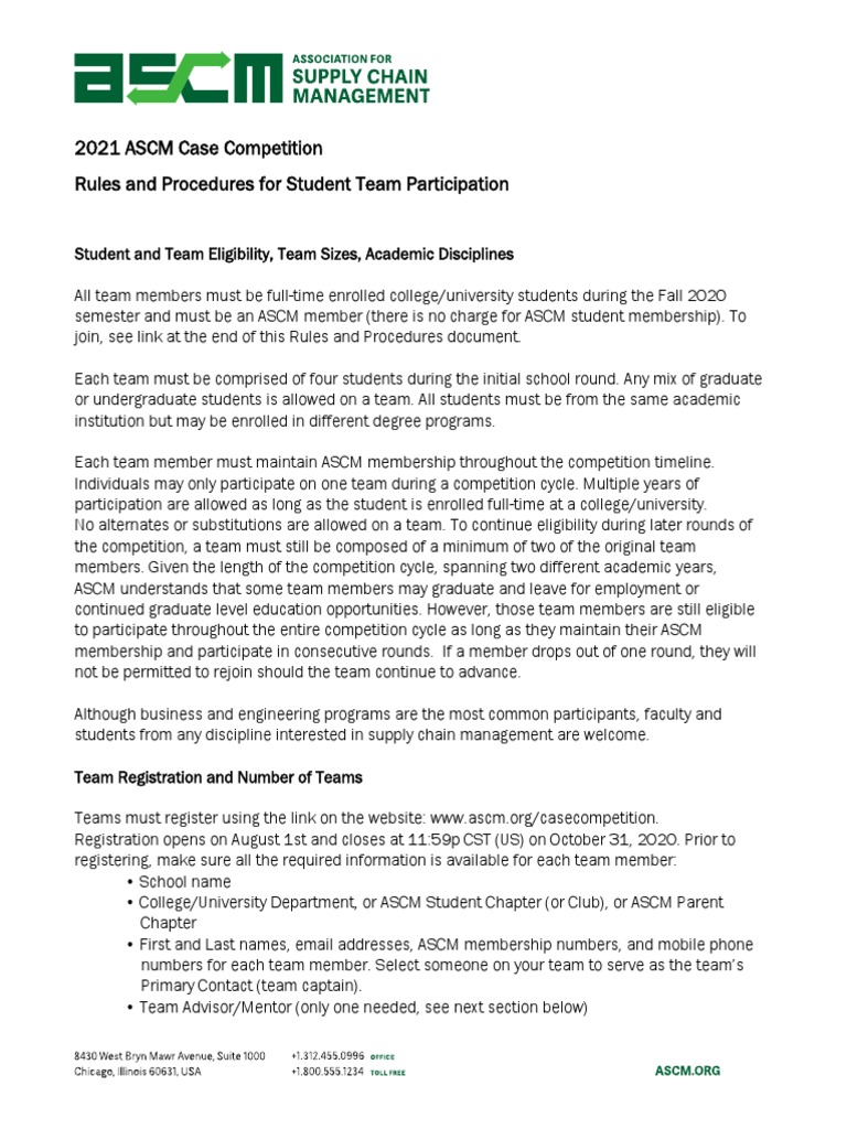 2021 Case Competition Rules and Procedures | PDF | Graduate School ...