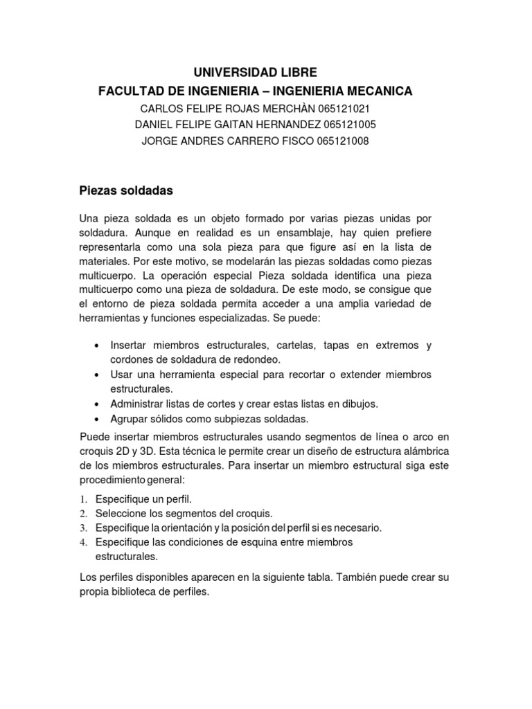 Soldadura de Piezas en SolidWorks | PDF | Soldadura | Construcción