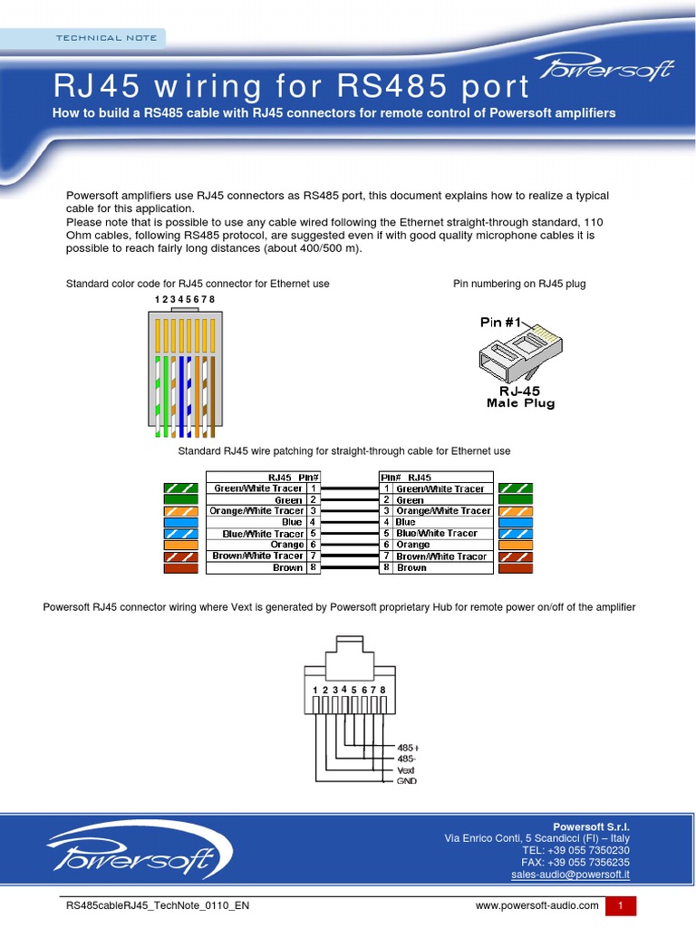 Powersoft rj45 Wiring rs485 Guide PDF | PDF