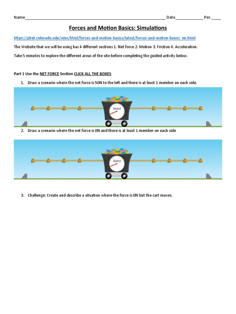 Forces and Motion Simulation Guide | PDF | Acceleration | Force
