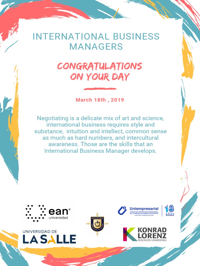 International Business Managers: Congratulations On Your Day | PDF ...