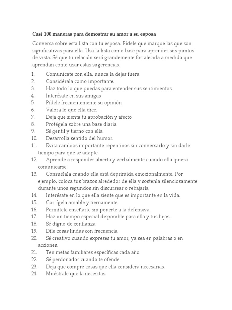 Casi 100 Maneras para Demostrar Su Amor A Su | PDF | Amor