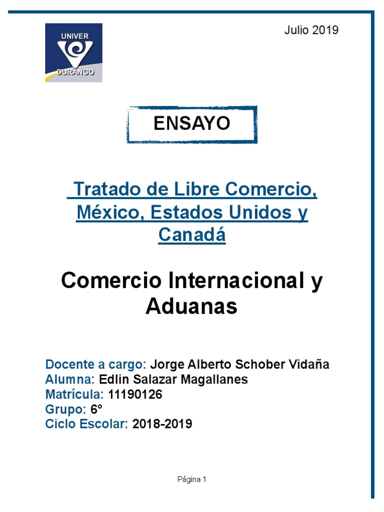 Ensayo Tlcan PDF | PDF | Tratado de Libre Comercio Norteamericano | El ...