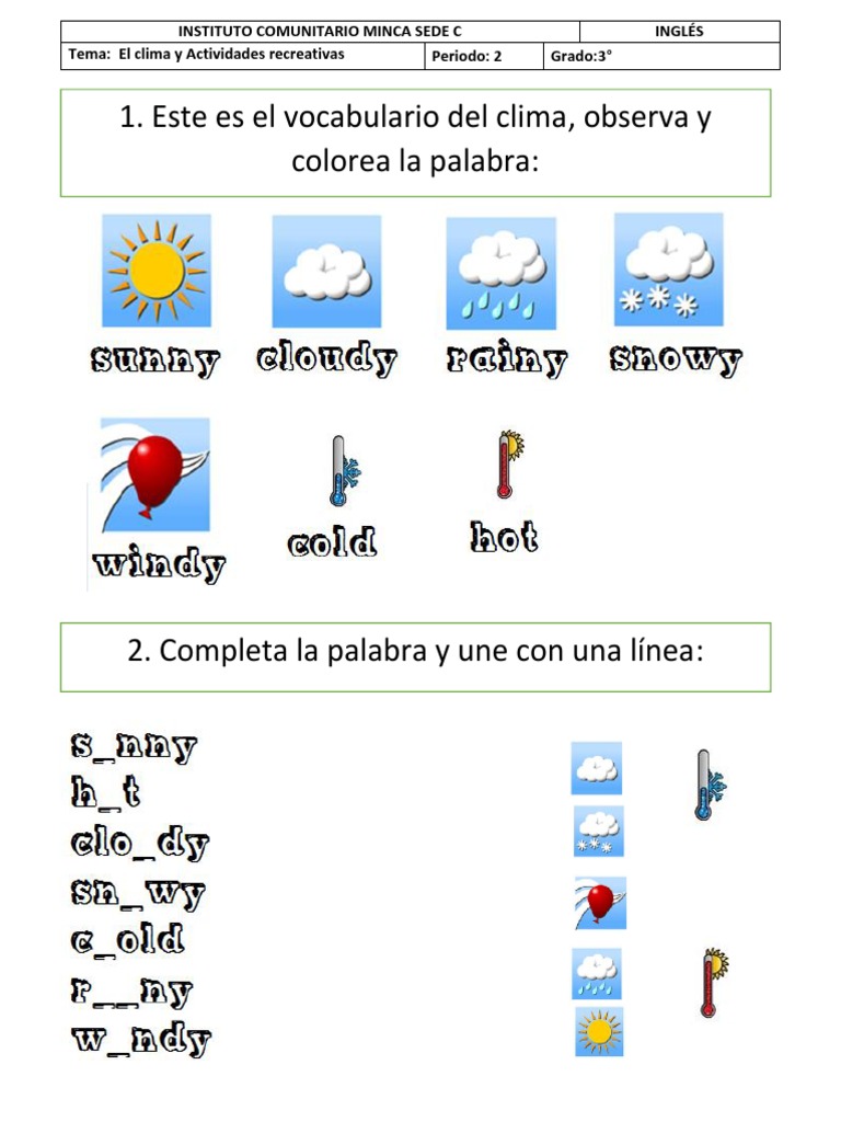 Actividades del Clima para Niños | PDF | Deportes y actividades al aire ...