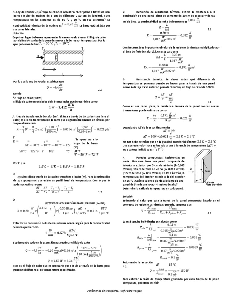 Ejercicios Transf Calor | PDF | Conduccion termica | Convección