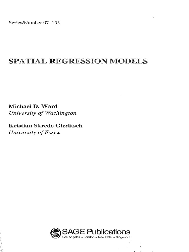 WARD 2008 - Spatial-Regression-Models CHAP 1 - SPATIALLY LAGGED DEPENDENT VARIABLES | PDF ...