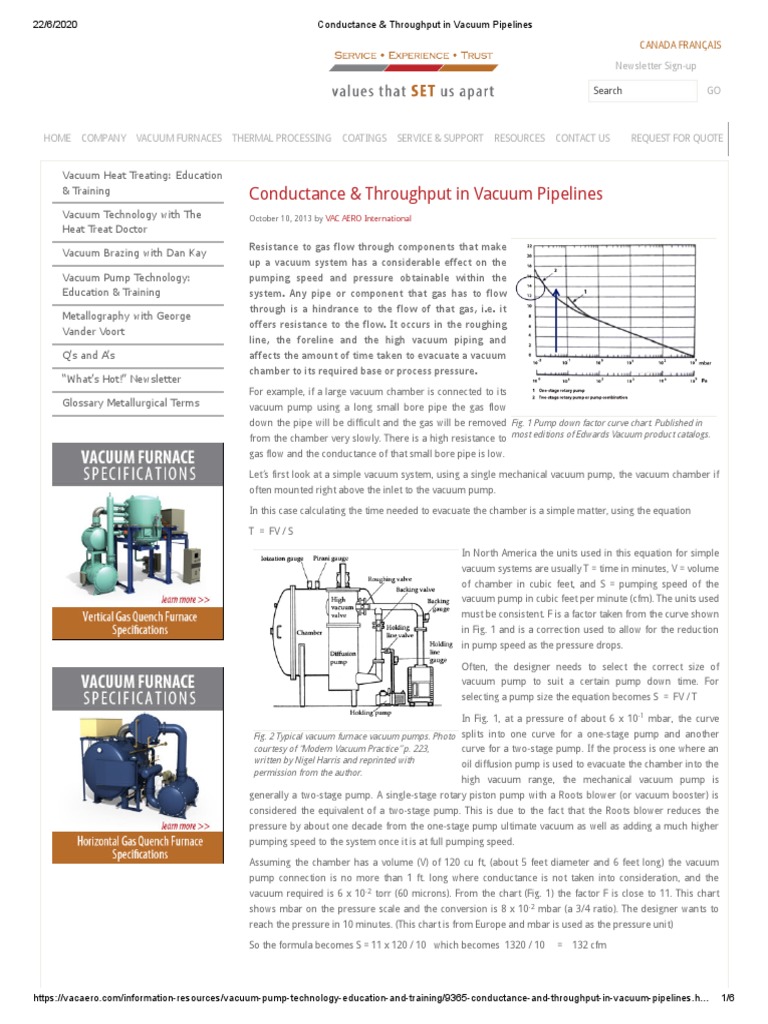 (VAC AERO International, 2013) Conductance & Throughput in Vacuum ...