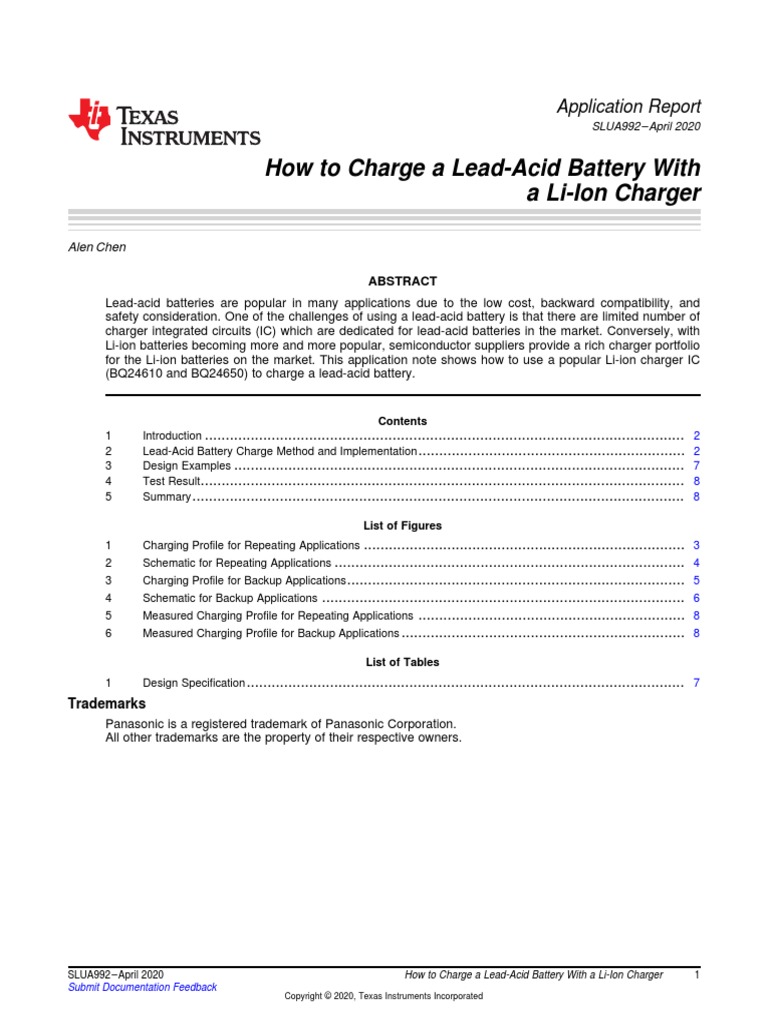 How To Charge A Lead-Acid Battery With A Li-Ion Charger: Application ...