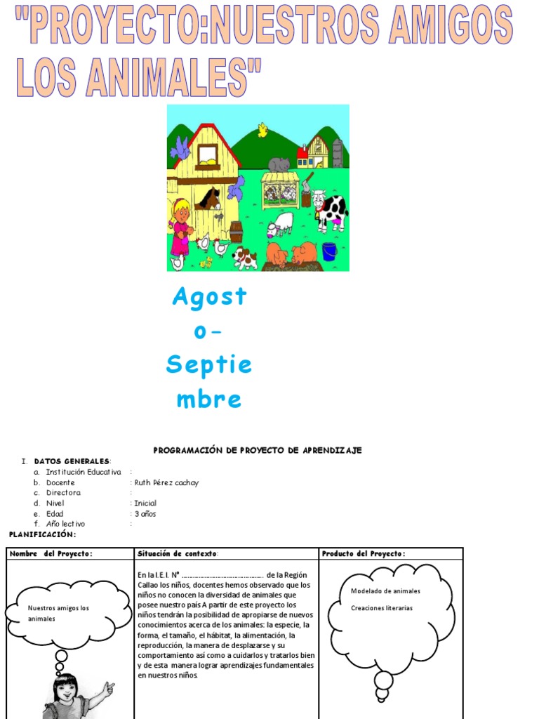 Proyecto Mis Amigos Los Animales | PDF | Ricitos de oro y los tres osos ...