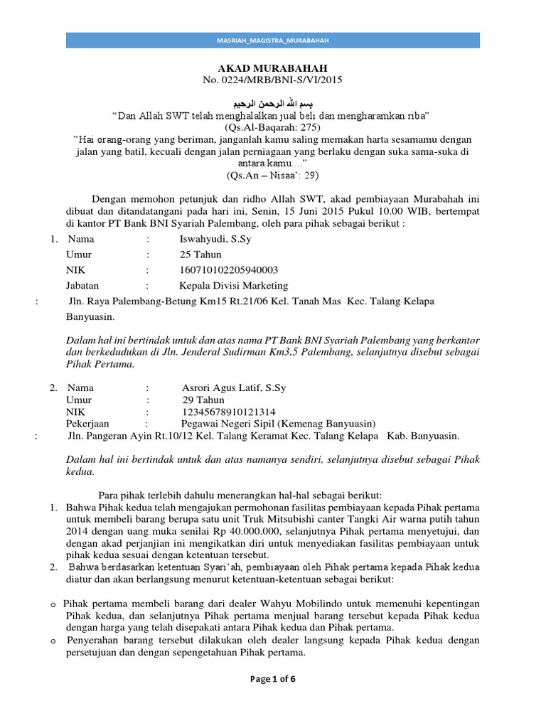 Akad Murabahah | PDF