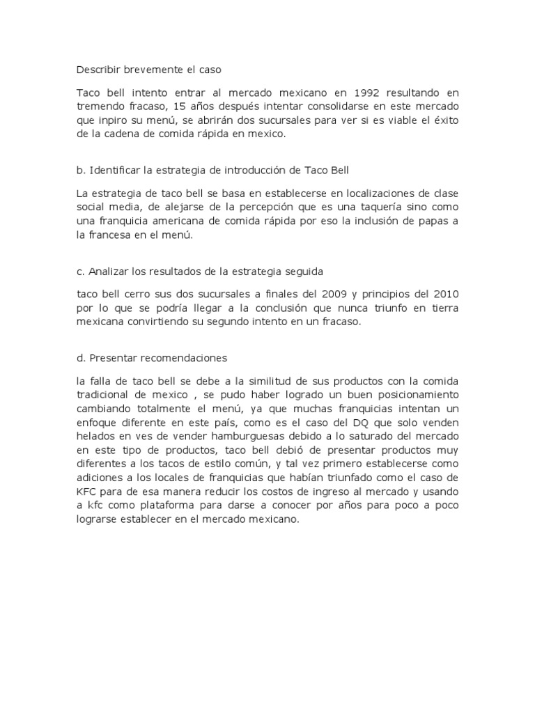 Caso Taco Bell | PDF