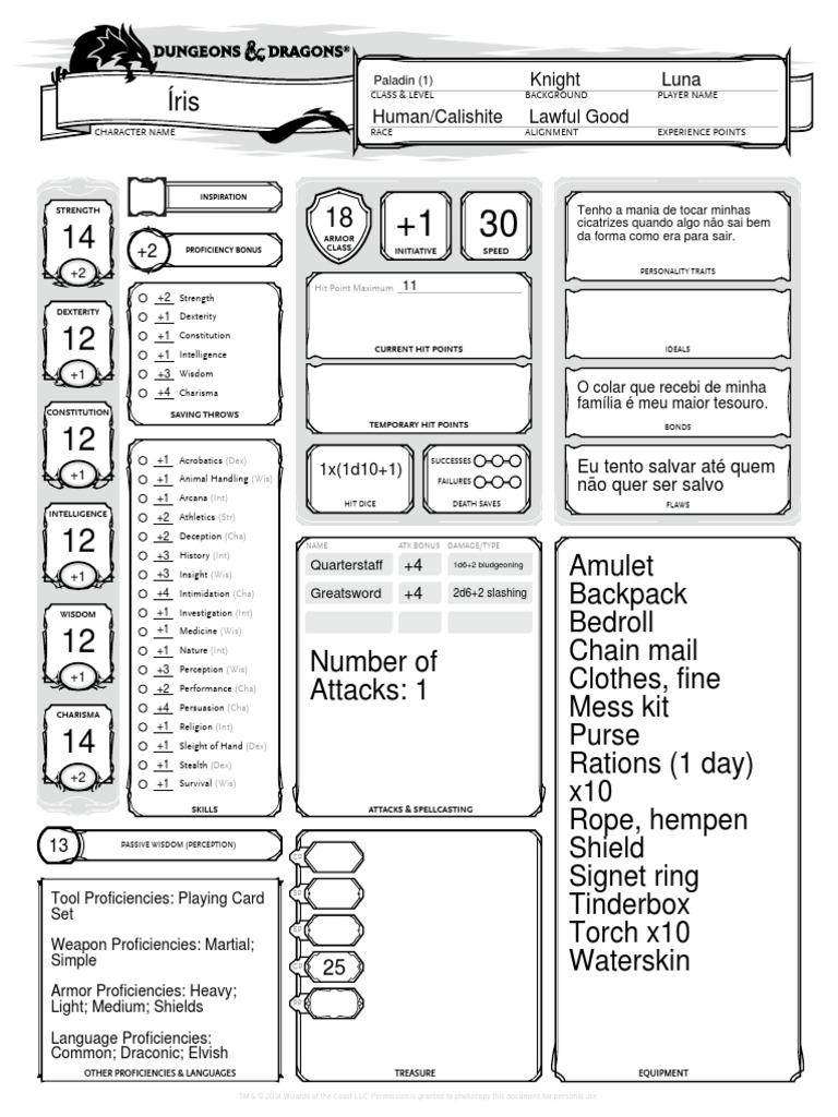 Knight Luna Lawful Good: Human/Calishite | PDF | Dice | Gaming