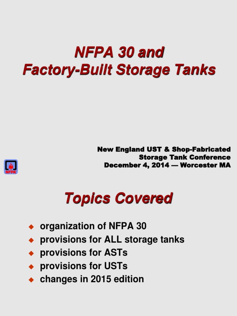 NFPA 30 and Factory-Built Storage Tanks | PDF