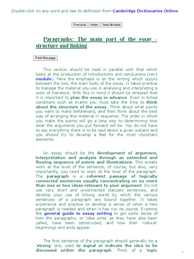 Paragraphs Structure and Linking | PDF | Essays | Paragraph