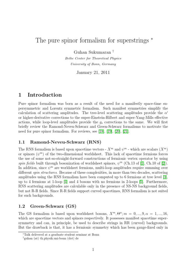 Pure Spinor Formalism for Superstrings | PDF | Gauge Theory | Spin (Physics)