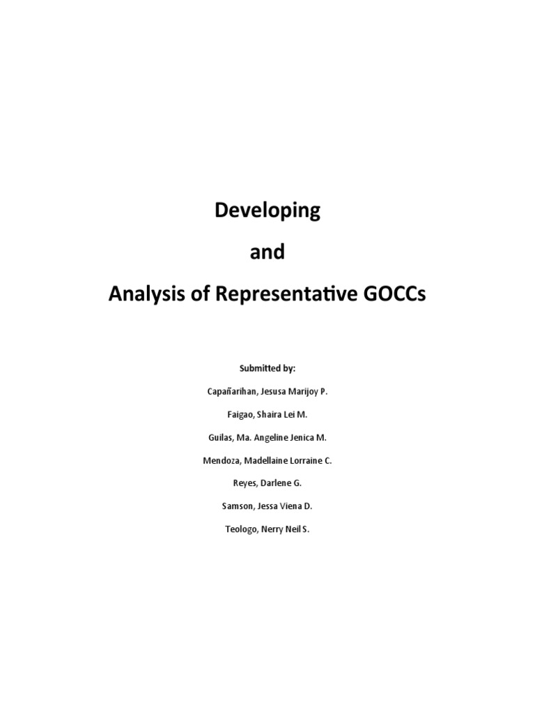Developing and Analysis of Rep GOCCs | PDF | State Owned Enterprise ...