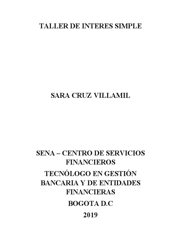 Taller de Interes Simple | PDF | Negocios