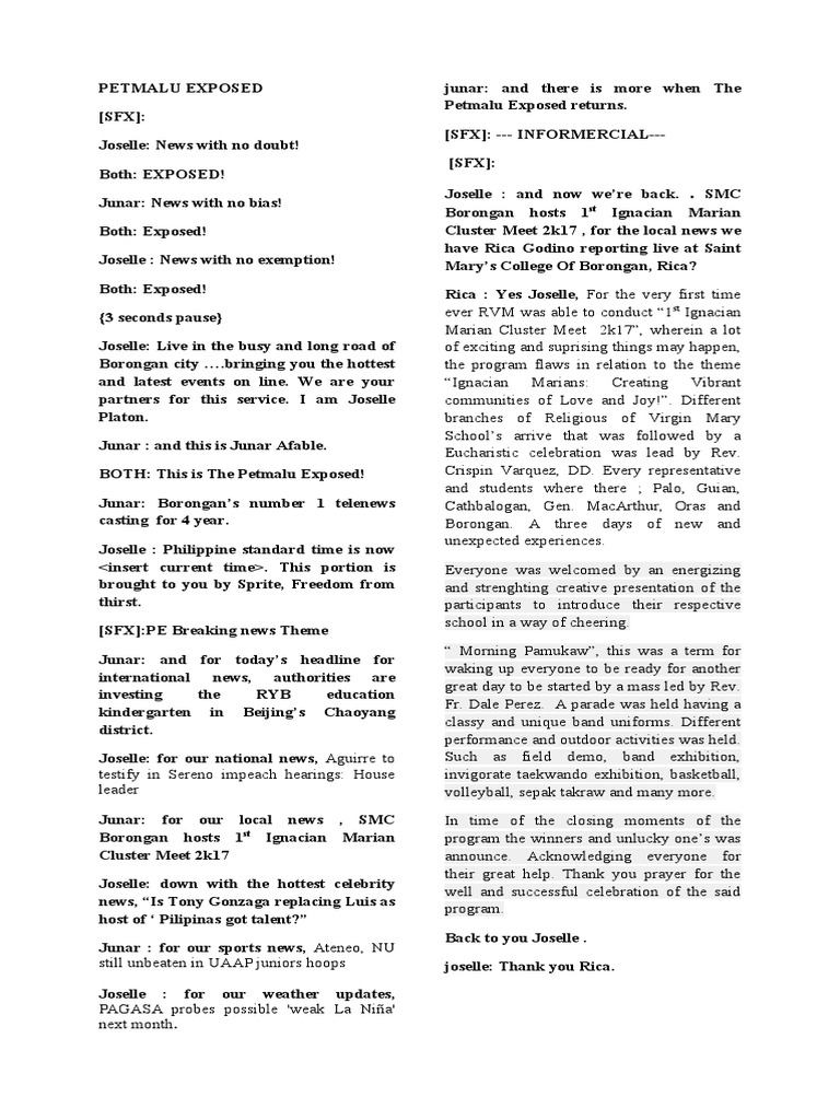 Broadcasting Script | PDF | Sports