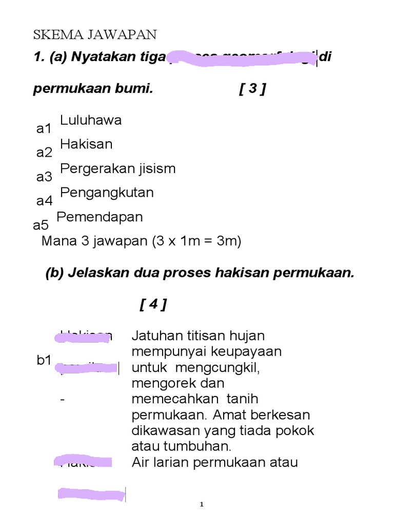 Skema Jawapan Penggal 1 Percubaan 2 2019 | PDF