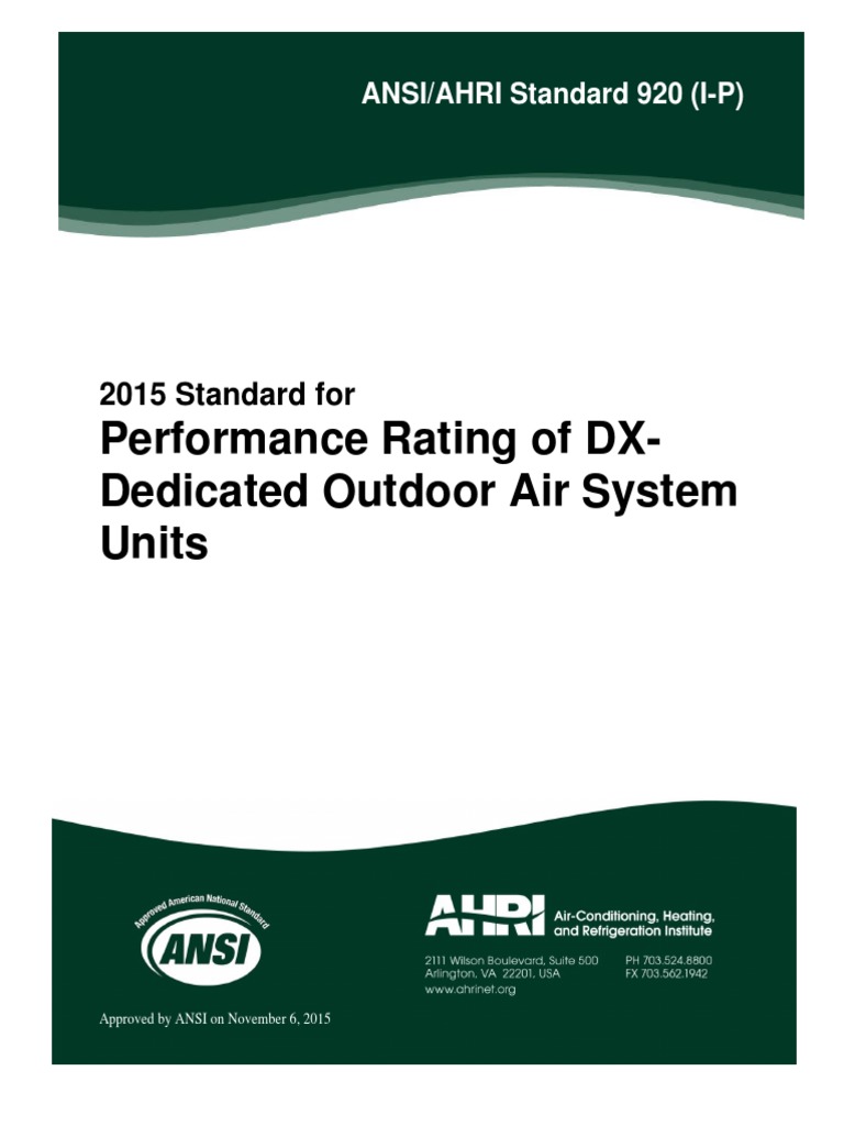 ANSI AHRI Standard 920 I-P 2015 PDF | PDF