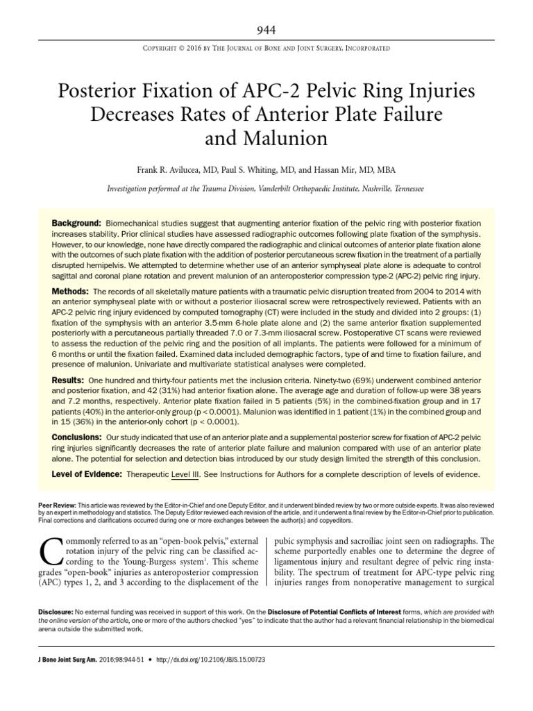 Posterior Fixation of APC-2 Pelvic Ring Injuries PDF | PDF | Pelvis ...