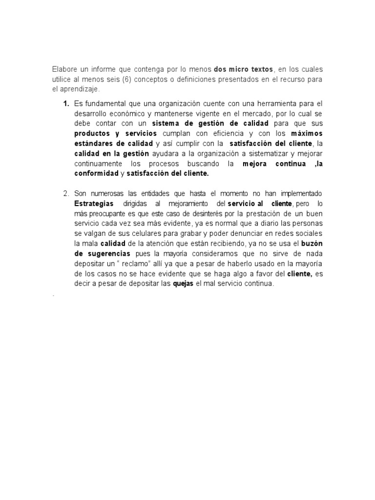 Micro Textos, en Los Cuales Utilice Al Menos Seis (6) Conceptos o Definiciones Presentados en El ...
