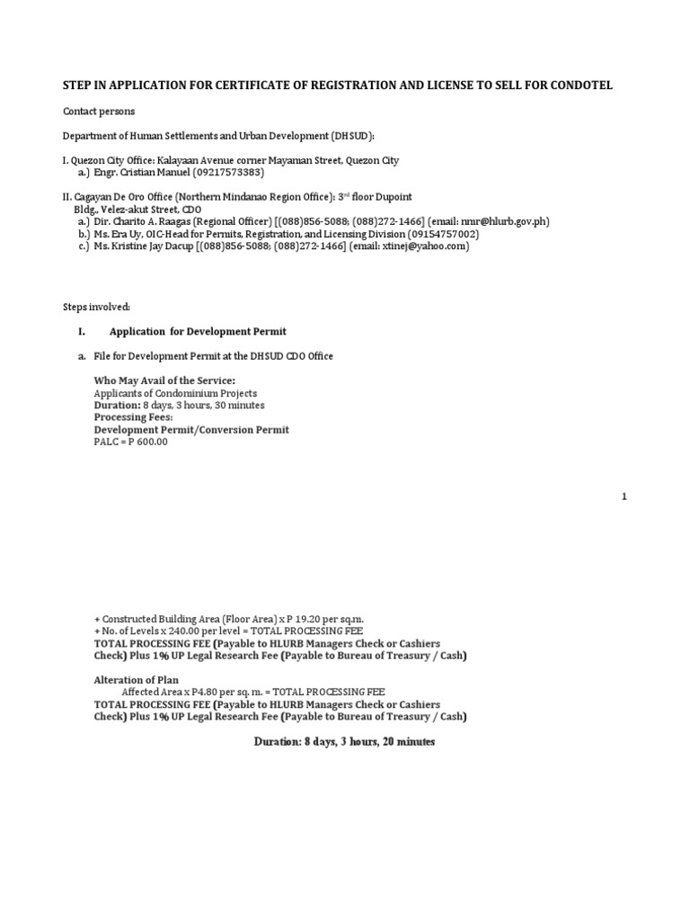Steps in Application For Development Permit, Certificate of ...