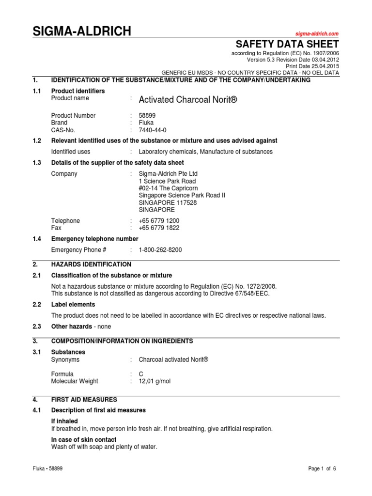 Msds Norit | PDF | Dangerous Goods | Toxicity