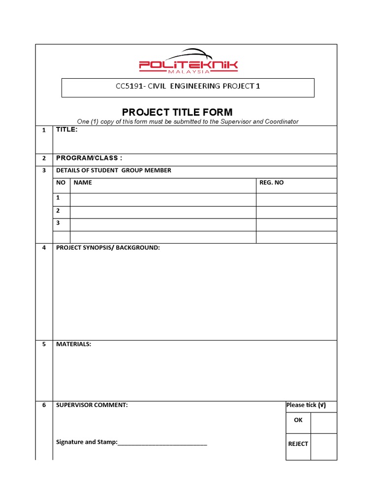 Civil Engineering Project Title Form | PDF