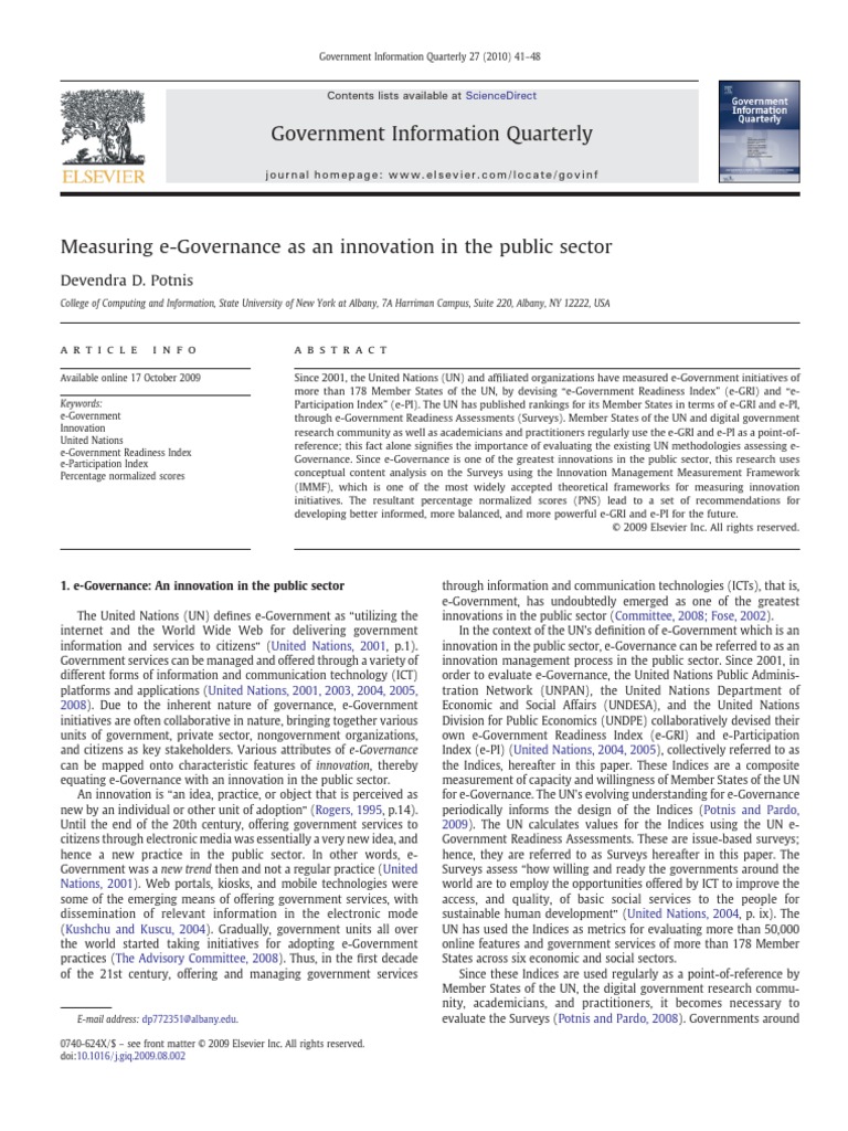 6-Measuring E-Governance As An Innovation in The Public Sector | PDF ...
