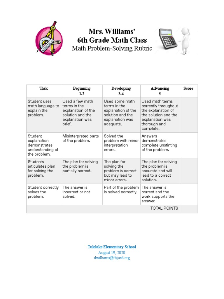 Problem-Solving Math Rubric | PDF
