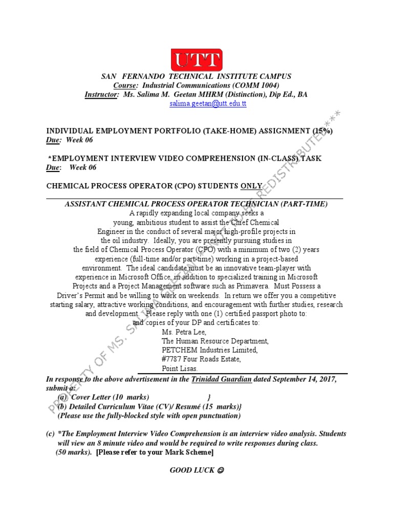 (ASN 3) - RESUME - COVER - LETTER - ASSIGNMENT - 10percent - SEP - 2017 ...