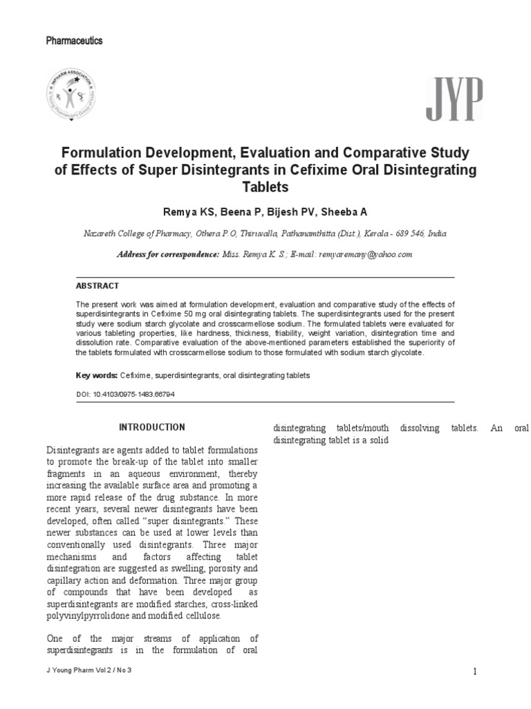 Formulation Development, Evaluation and Comparative Study of Effects of ...