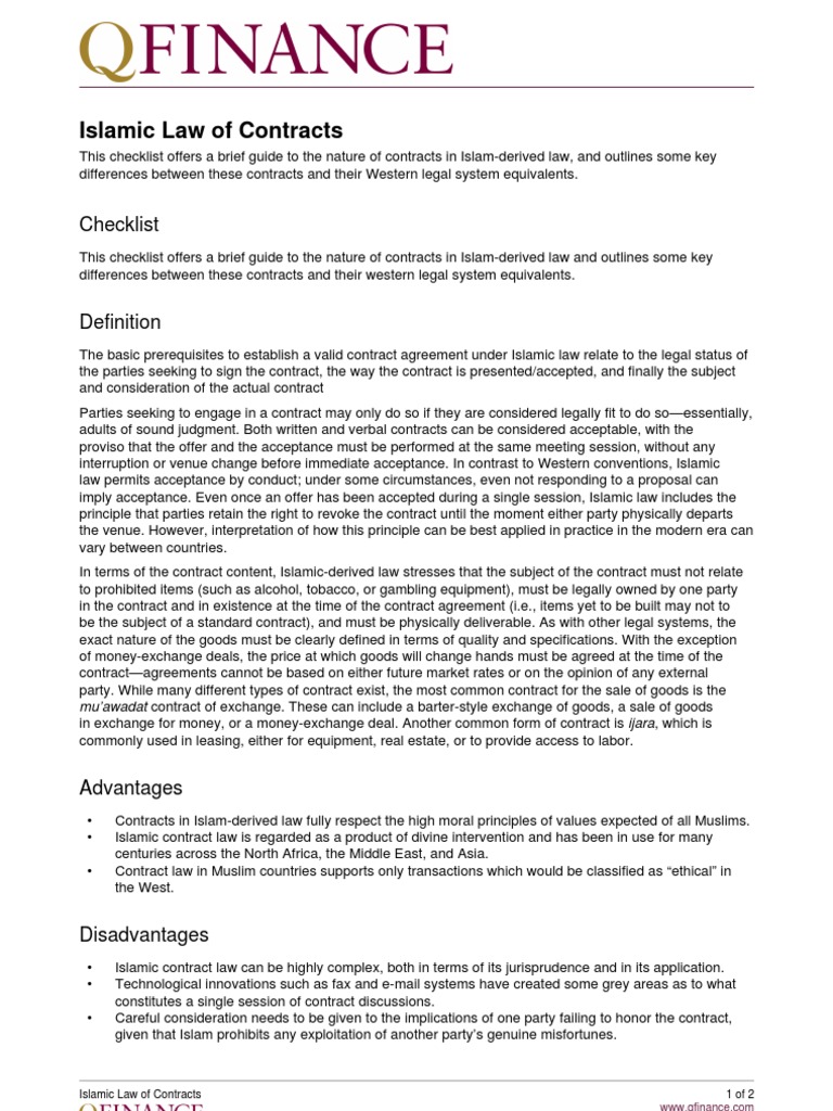 Islamic Law of Contracts | PDF | Sharia | Social Institutions